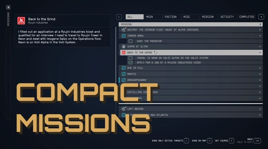 Compact Mission UI | Starfield Mod Download