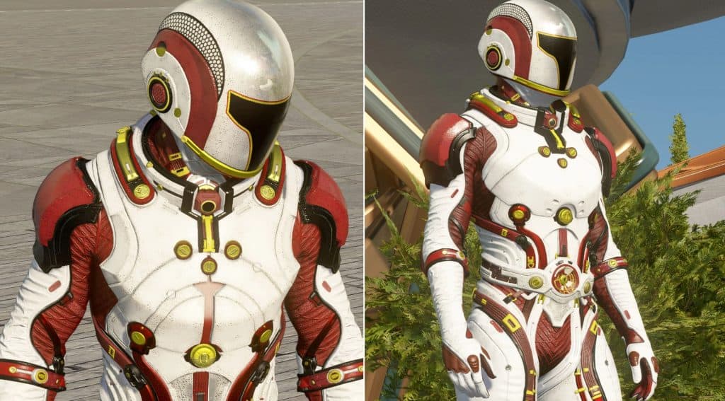Starborn Astra Armor in White and red | Starfield Mod Download